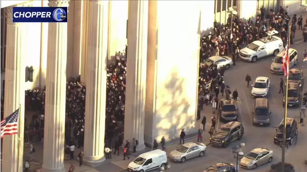 Chopper 6 over 30th Street Station as protesters call for ceasefire in ...