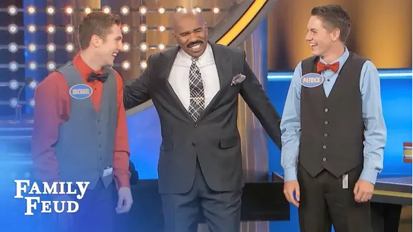 PATRICK and MICHAEL tag along to the FEUD! | Family Feud - Family Feud ...